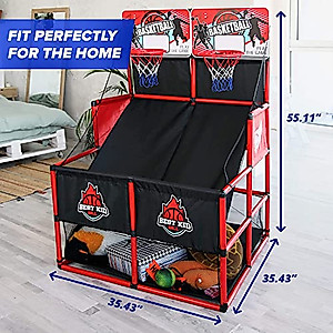 BESTKID BALL Kids Basketball Hoop Double Shot System Arcade Game Set: Indoor & Outdoor Sports Toys for Boys & Girls, Includes Ball & Shot Counter, Ideal Party Gifts for Little Athletes Ages 3-9.