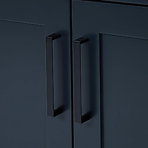 ARIEL Hepburn 72" Midnight Blue Double Vanity, 1.5" Edge Carrara Quartz Countertop & Splash, Rectangular Sinks, 4 Soft Closing Doors, 6 Full Extension Dovetail Drawers, Toe Kick, Matte Black