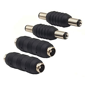 Traovien 5.5mm X 2.1mm DC Power Adapter, (2 Pairs) DC Power 5.5mm x 2.1mm Female to Female Coupler, Male to Male Coupler LED/CCTV Camera