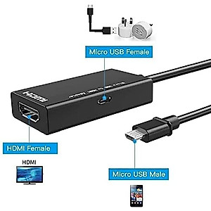 MHL Micro USB to HDMI Cable Adapter, MHL 5pin Phone to HDMI 1080P 4K Video Graphic for Samsung Galaxy/LG/Huawei ect. Android Smart Phones That with MHL Function