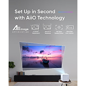 NOMVDIC P1000 Short Throw Projector 4K, 2300 ANSI Lumens with H/K Speaker, 180" Big Screen, Auto Focus & Keystone, 4K Gaming Projector 4.2ms Low Latency (Fire TV Stick 4K Max Included)