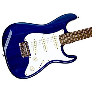 Fender Squier 24-Inch Short Scale Strat Pack - Transparent Blue Bundle with Frontman 10G Amplifier, Instrument Cable, Strap, Picks, Online Lessons, and Austin Bazaar Instructional DVD