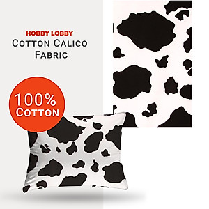 Black & White Cow Print Cotton Calico Fabric (1 Yard) – Printed Sewing Fabric by The Yard – Lightweight Precut Fabric for Sewing Clothes, Homeware, & Other Accessories – DIY Craft Fabric