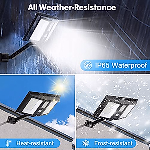 PEZOTA Solar Street Lights Outdoor, IP65 Waterproof Solar Powered Flood Lights with Motion Sensor & Remote Control for Patio Yard Garden Front Door, 138LEDs, Black (2 Pack)