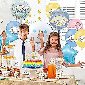 Cinnamoroll Birthday Decorations, 17PCS Anime Foil Balloons Party Balloons, Kawaii Cartoon Theme Birthday Party Supplies For Girls Party Supplies Party Decoration Favors Foil Balloon Set