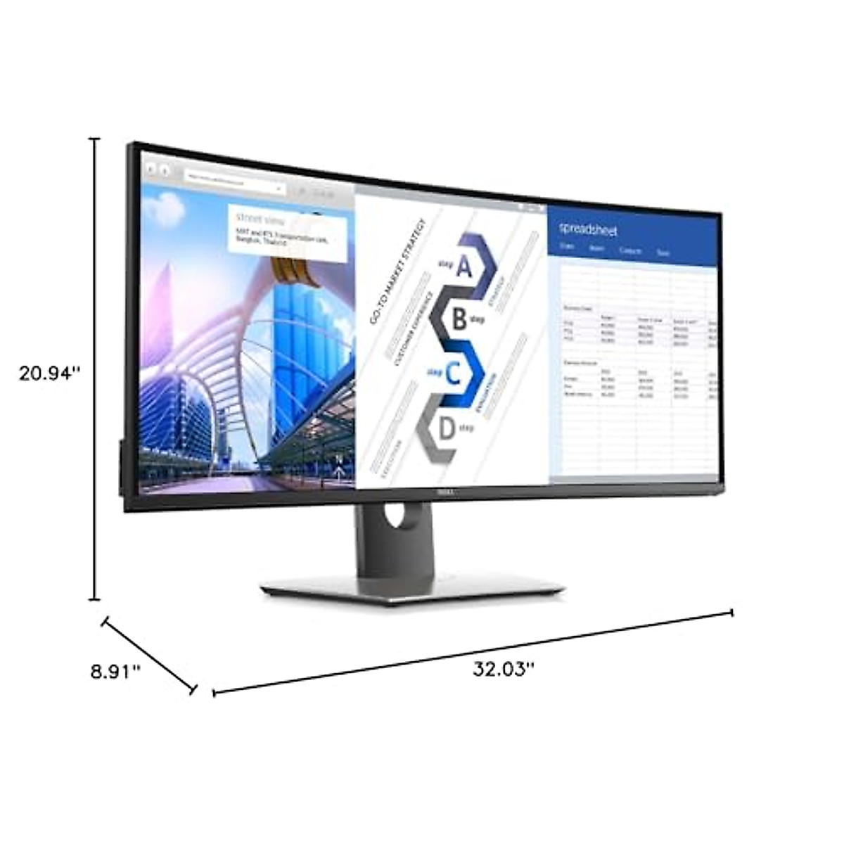 Dell U3417W FR3PK 34-Inch QHD Ultra Wide 1440p Screen Led-Lit Monitor, Single