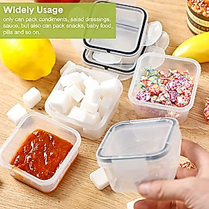 Zopeal 20 Pcs Small Food Container Mini Salad Dressing Container Plastic 5 oz Square Snack Food Condiment Containers Reusable Sauce Cups with Lids for Baby Lunch Picnic Travel