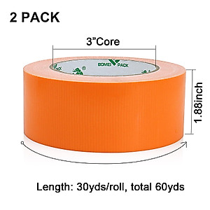 BOMEI PACK Duct Tape Orange, Heavy Duty Strong Industrial Color Duct Tape 9mil x 1.88inch x 30yds for Packing and Repairing