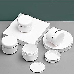 JQYXSS 4 Pieces Empty White Silver Edge Plastic Jar,Face Cream Lip Balm Lotion Storage Container for Cosmetic, Lotion, Cream