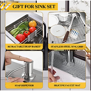 Double Bowl Kitchen Sink, Drop In 32.3 x 17.7 Stainless Steel Topmount Bar Sink Nice Kitchen Sink With Gift-Soap Dispenser, Faucet Mat, Drain Strainer Set for Modern Kitchen Sink