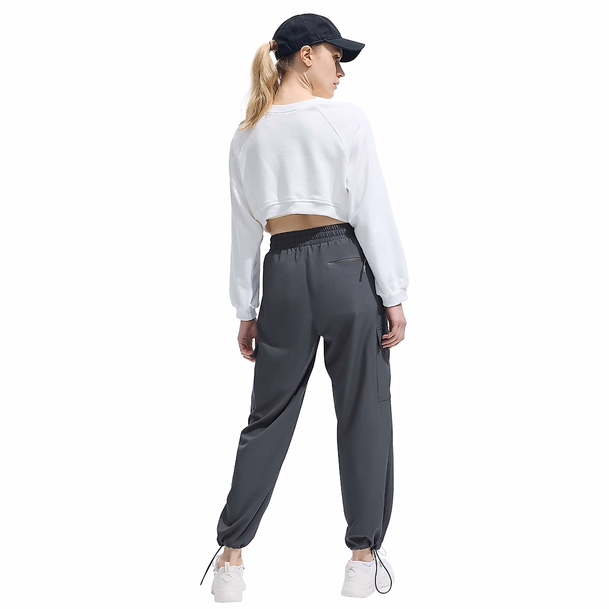 FARUNGS Quick Dry Cargo Pants Lightweight Tactical Hiking Pants with 5 Pockets for Women,Stretchy Waist and Water Resistant Grey