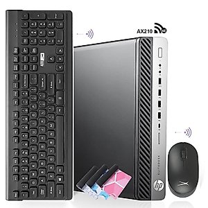 HP Micro PC EliteDesk 800 G4 Windows 11 Tiny Desktop,i3 Quad-Core Mini Business Computers 32GB Ram 1TB NVMe M.2 SSD,WiFi,BT,HDMI,DP,USB-C,4K Support,Wireless K&M + TJJ Mouse PAD(Renewed)