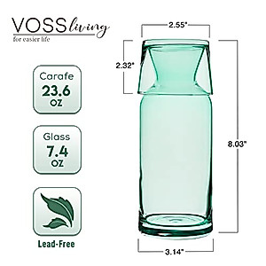 VOSS Living - Bedside Water Carafe and Glass Set, 23.6 Oz - Glass Water Pitcher - Nightstand Water Carafe and Glass - Mouthwash Decanter Set (Cobalt Blue)