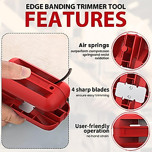 Edge Banding Trimmer for All Directions, Edge Trimmer with Tungsten Carbide Blades (1-Pack)