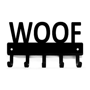 The Metal Peddler WOOF Key Rack Hanger & Dog Leash Holder- 9 inch Wide - Made in USA