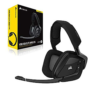 CORSAIR VOID RGB ELITE Wireless Gaming Headset – 7.1 Surround Sound – Omni-Directional Microphone – Microfiber Mesh Earpads – Up to 40ft Range – iCUE Compatible – PC, Mac, PS5, PS4 – Carbon
