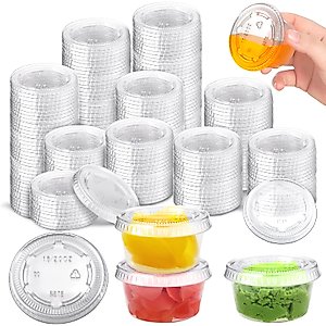 2000 Pcs Portion Cups Lids Disposable Plastic Portion Cup Lids Fits Portion Cups Sizes 1.5 oz to 2 oz for Condiment Cups Beverage Cups, Clear