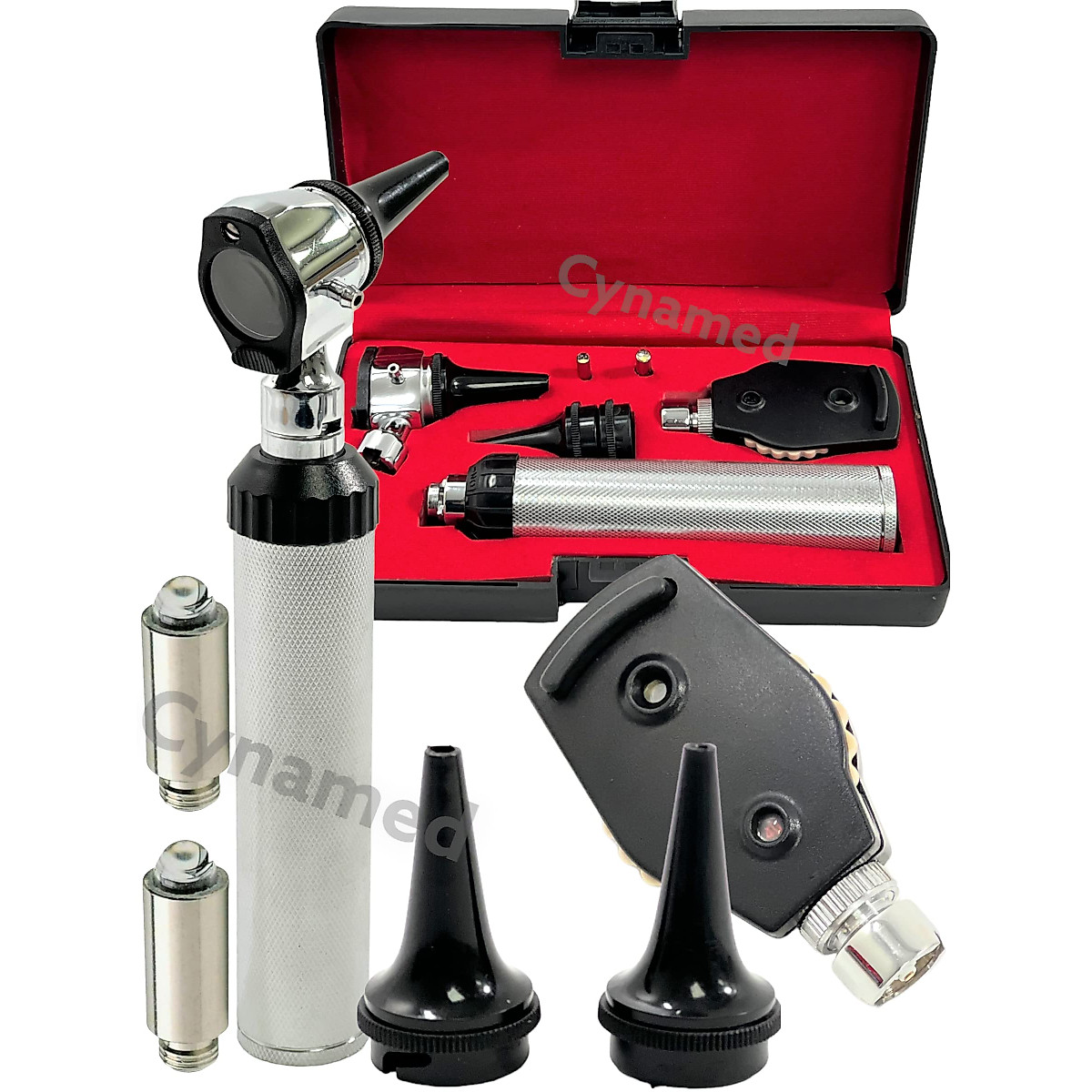Student Home Use Excellent Otoscope Kit Set Led Otoscope 3.5v Black with Hard Case Plus Extra Replacement Bulb Plus Specula Cynamed