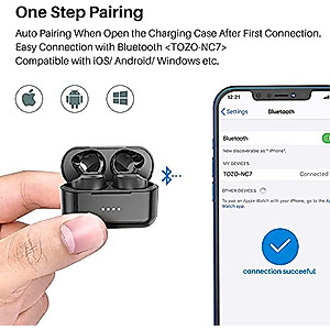 TOZO NC7 2020 Hybrid Active Noise Cancelling Wireless Earbuds in-Ear Detection Headphones IPX6 Waterproof Bluetooth 5.0 Stereo Earphones Immersive Sound Premium Deep Bass Headset