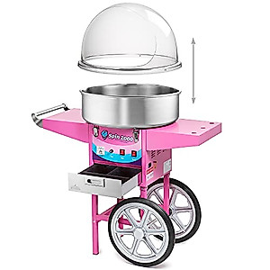 Olde Midway Commercial Quality Cotton Candy Machine Cart with Bubble Shield, SPIN 2000 Electric Candy Floss Maker