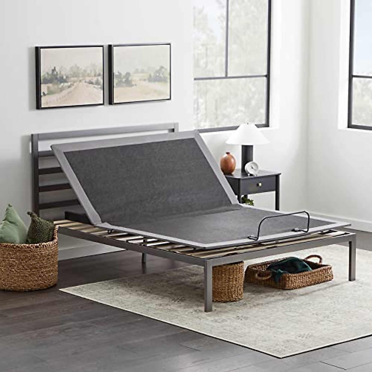 Edenbrook Cassidy Metal Platform Bed Frame with Metal Headboard - Box Spring Not Required - Wood Slat Support, Black, King
