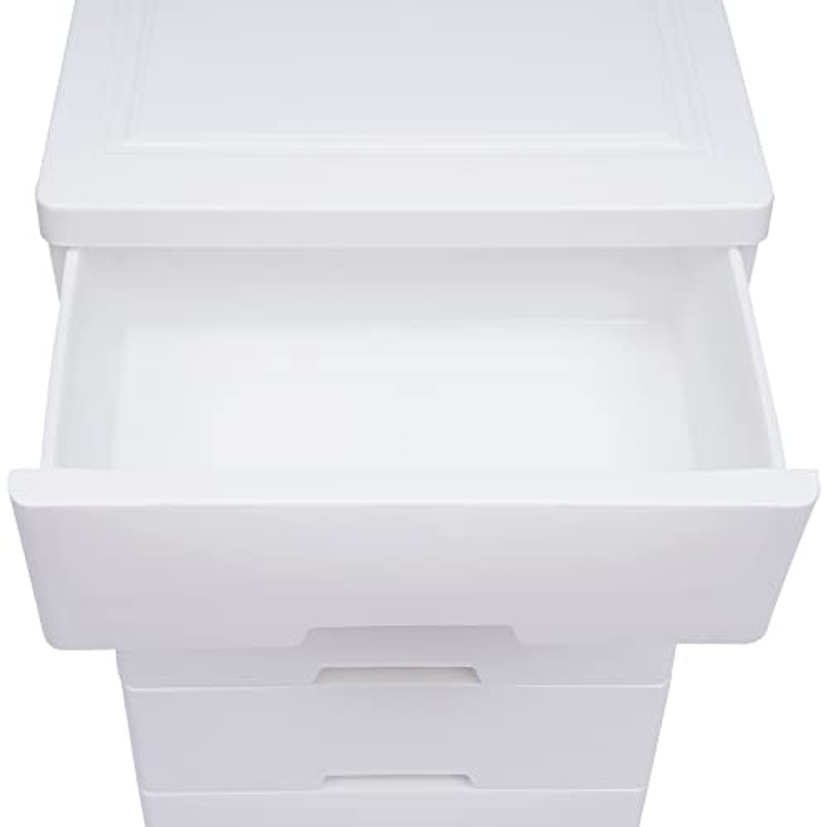 Plastic Drawers Storage Cart Mobile Cabinet with Casters, 5 Drawer Stackable Vertical Clothes Storage Tower Tall Chest Closet, Large Containers Organizer Unit (12"D x 18"W x 33"H - White)