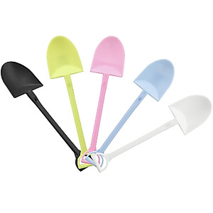 Litoexpe 50 PCS Disposable Mini Ice Cream Dessert Spoon, 4.7 Inches Plastic Taster Spoons for Pudding, Yogurt, Appetizer, Jelly, Cake (Shovel Shape, Colorful)