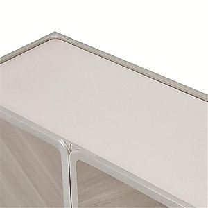 Michael Amini Lanterna Poplar Wood & Acrylic Sideboard in Silver Mist/Beige