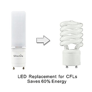 Silverlite 12w LED PL Bulb GU24 Base,26w CFL Equivalent,1100LM,Warm White(3000k),120-277V,Horizontal Recessed,180°Rotatable,UL Listed