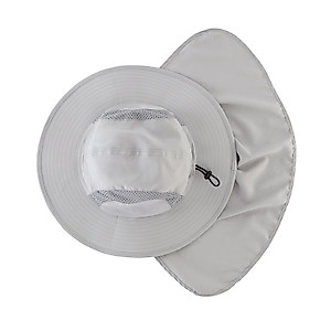 Home Prefer Sun Hats for Men Women Fishing Hat UPF 50+ Wide Brim Bucket Hat UV Protection Hat with Neck Flap Garden Beach (US, Alpha, One Size, Light Grey)