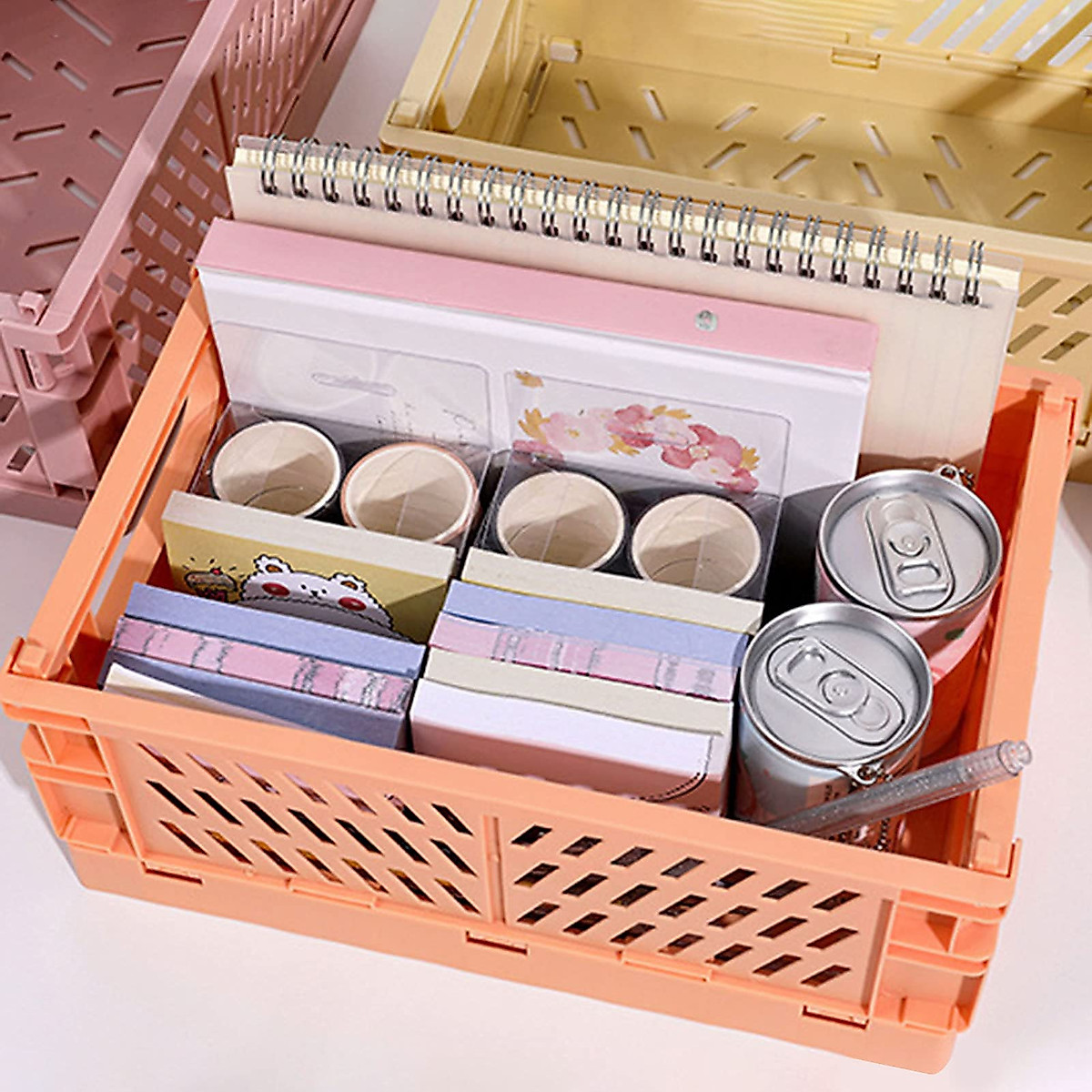 Storage Basket Collapsible Large Capacity Plastic Foldable Home Crate Box for Daily Used Valentine's Day/Mother's Day/Wedding/Anniversary/Party/Graduation/Christmas/Birthday Gifts - Green S