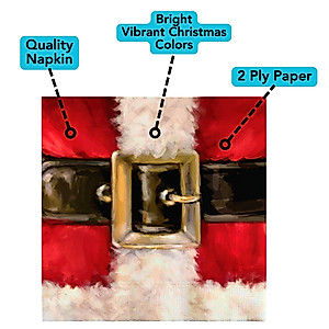 Iconikal Disposable Dinner Christmas Paper Party Napkins, Santa's Belt Buckle, 75-Count