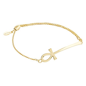 Alex and Ani Women's Ankh Pull Chain Bracelet, 14kt Gold Plated