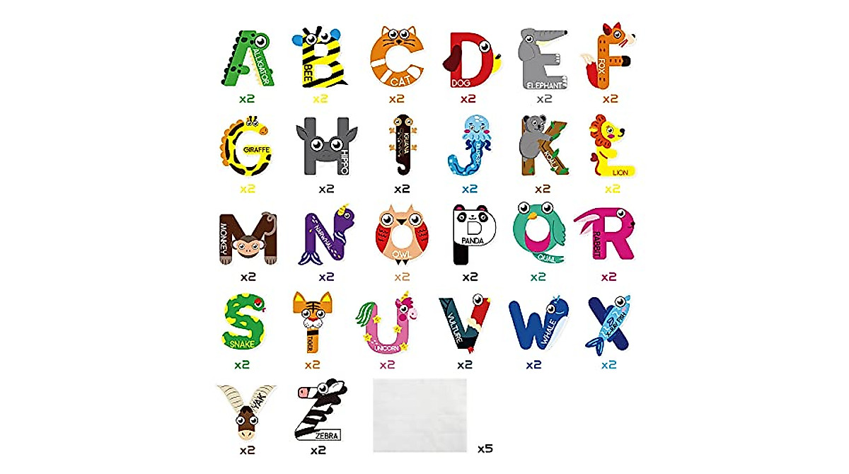 BeYumi 52Pcs Animal Alphabet Cards for Kids Learning