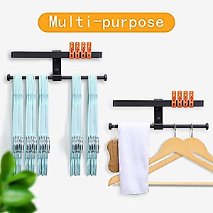 SKIKEN Wall Hanger Organizer Stacker, Hanger Holder Rack/Hanger Caddy, Wall Storage Hanger Rack for Closet, Laundry, Multi-Purpose, Small Space, Aluminum (Black, 2-Pack)