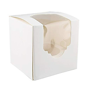 Spec101 Mini Cupcake Holders - 50 Pk Individual Cupcake Boxes with Inserts, 2.5 Inch To Go Cupcake Containers, White