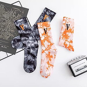 Aluo Socks Unisex Adult Sockshosiery Dye Letter V Designer Socks Fashion Trend Hip Hop Socks (White),One Size