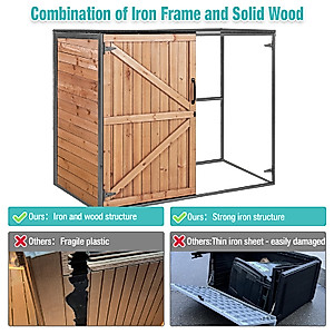 Outdoor Storage Cabinet,Wooden Garden Shed with Metal Frame Structure and Adjustable Shelf,33.3 Cu Ft Horizontal Waterproof Patio Tools Storage Box for Sofa Cushion, Lawn Mower and Garbage Cans