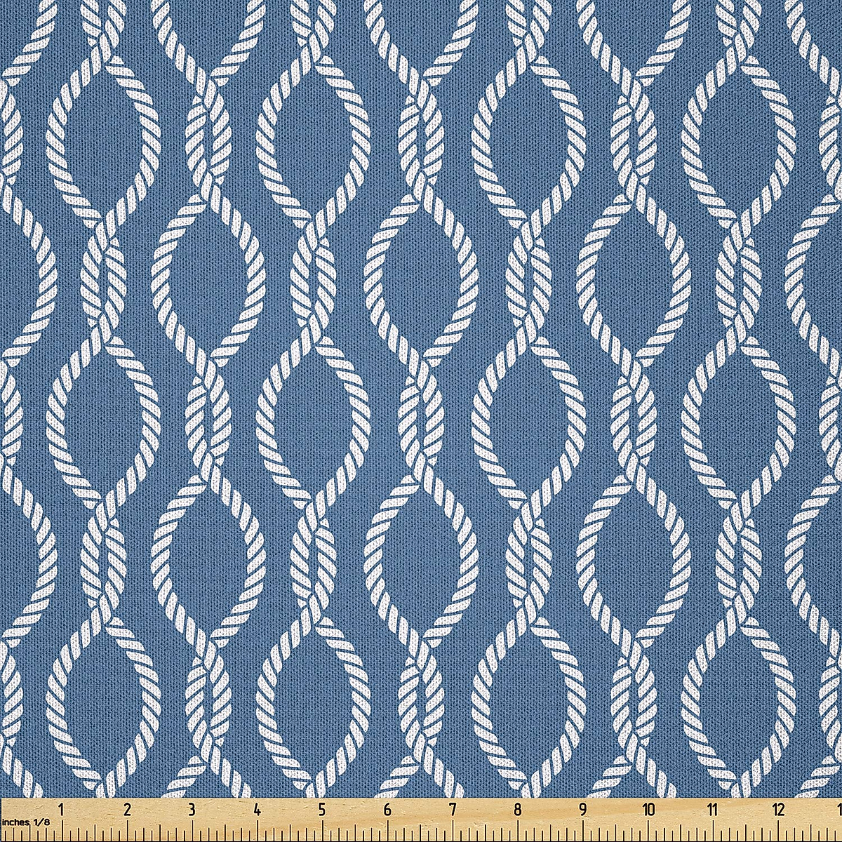 Ambesonne Nautical Fabric by The Yard, Oceanic Art Themed Monochrome Pattern of Integrating Look Modern Stripes Print, Microfiber Fabric for Arts and Crafts Textiles & Decor, White Sea Blue