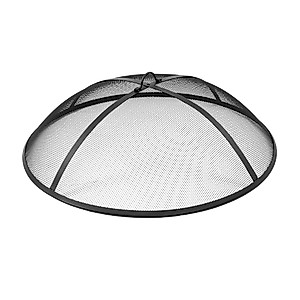 36Inch Round Fire Pit Spark Screen Cover,Outdoor Patio Mesh FirePit Screens,Heavy Duty Steel Domed Fire Pit Ember Guard with Handle