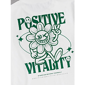 COZYEASE Men's Letter Graphic Tees Short Sleeve Vintage Streetwear T Shirts Casual Summer Tops White Medium