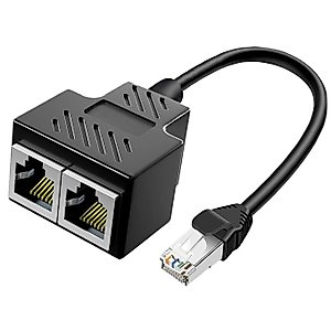 Ethernet Splitter 1 to 2 RJ45 Network Adapter, Suitable for Computer/Router/Network Box with RJ45 Interface, Compatible with Cat5/5e/6/7(Only one Output Port is Working at The Same time)