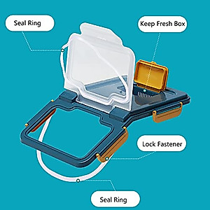 PENCK Rice Storage Container Large Flour Dispenser Plastic Food Bin Holder Airtight Cereal Grain Organizer Box with Locking Lid, Measuring Cup, Scoop & Wheels, 8-15kg Capacity (Blue)