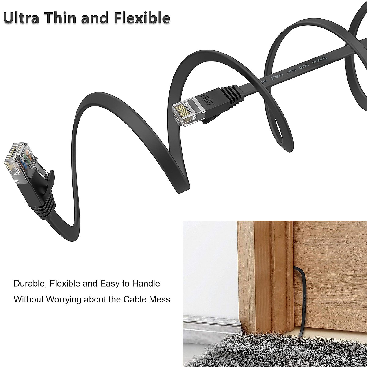Cat 6 Ethernet Cable 100 ft, High Speed Long Ethernet Cord, Slim LAN Cable with RJ45, Weatherproof Flat Internet Network Patch Cord, Fast Gigabit LAN Wire for Gaming, PS5/4/3, Xbox, Modem, Router