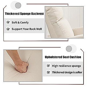 HOMYKA Rocking Chair Nursery Upholstered Glider Chair with Rubber Wood Legs Side Pocket, Rocker Accent Armchair for Living Room,Beige