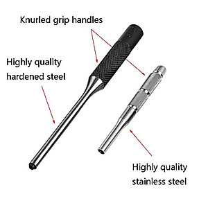 9 Pieces Roll Pin Punch Set and 4 Pieces Hollow End Starter Punch Tool with Carry Case for repairing or servicing equipment, machines, and vehicles