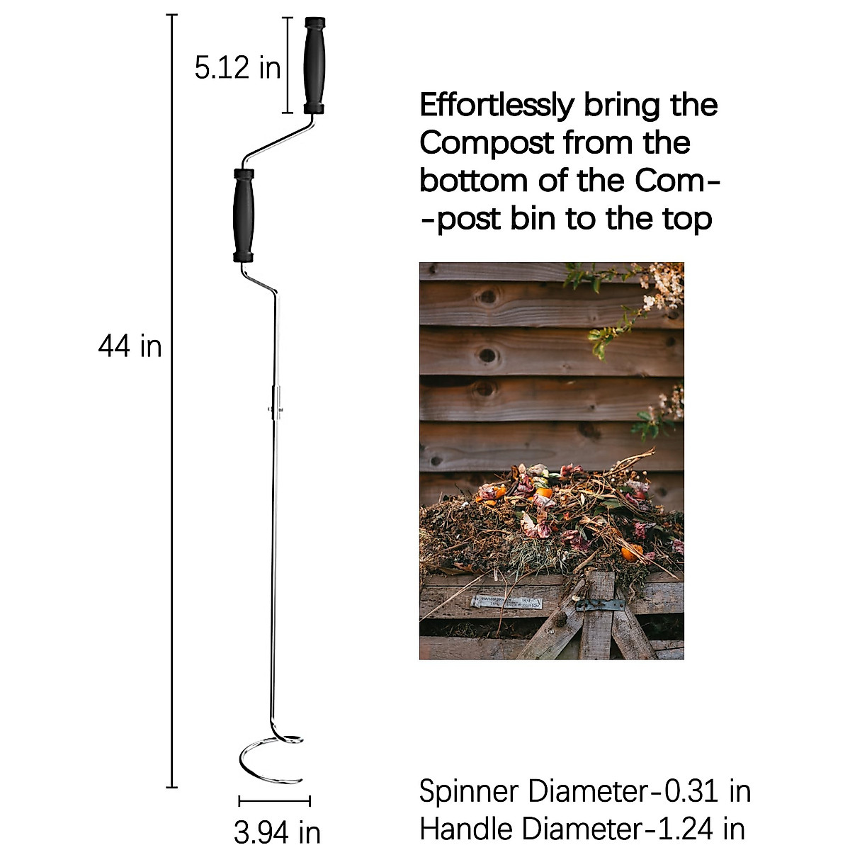 Compost Aerator/Compost Accelerator/Compost Turning Tool/Compost Turner and Mixing Tool/Compost Aerator Tool/Compost Aeration Tool for Outdoor Compost Bin