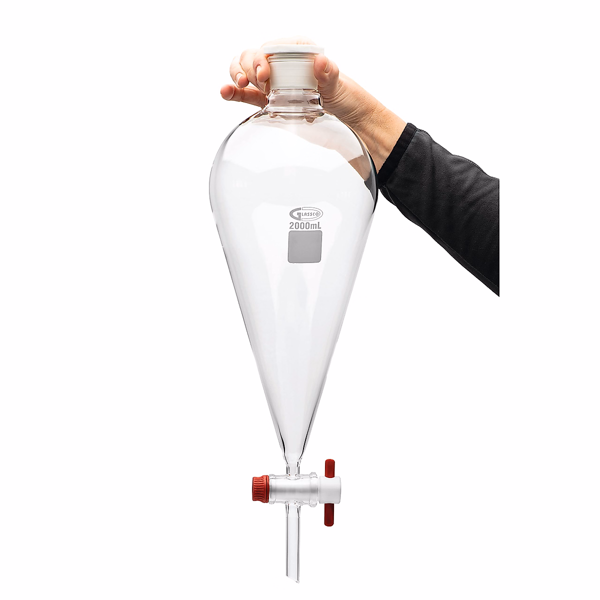 United Scientific™ SF149-2000 Glass 2000mL (2L) Laboratory Grade Heavy Wall Conical Seperatory Funnel, 24/40 Joints, PTFE Stockcock, 1 Each