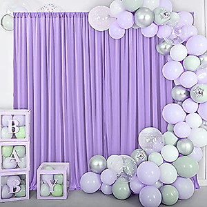 10x10 Lavender Backdrop Curtain for Parties Wedding Wrinkle Free Light Purple Photo Curtains Backdrop Drapes Fabric Decoration for Baby Shower Photoshoot 5ft x 10ft,2 Panels