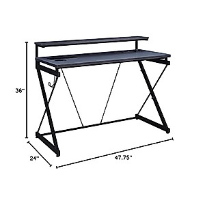 OSP Home Furnishings Emulator Battlestation Gaming Desk with RGB LED Lights, Black